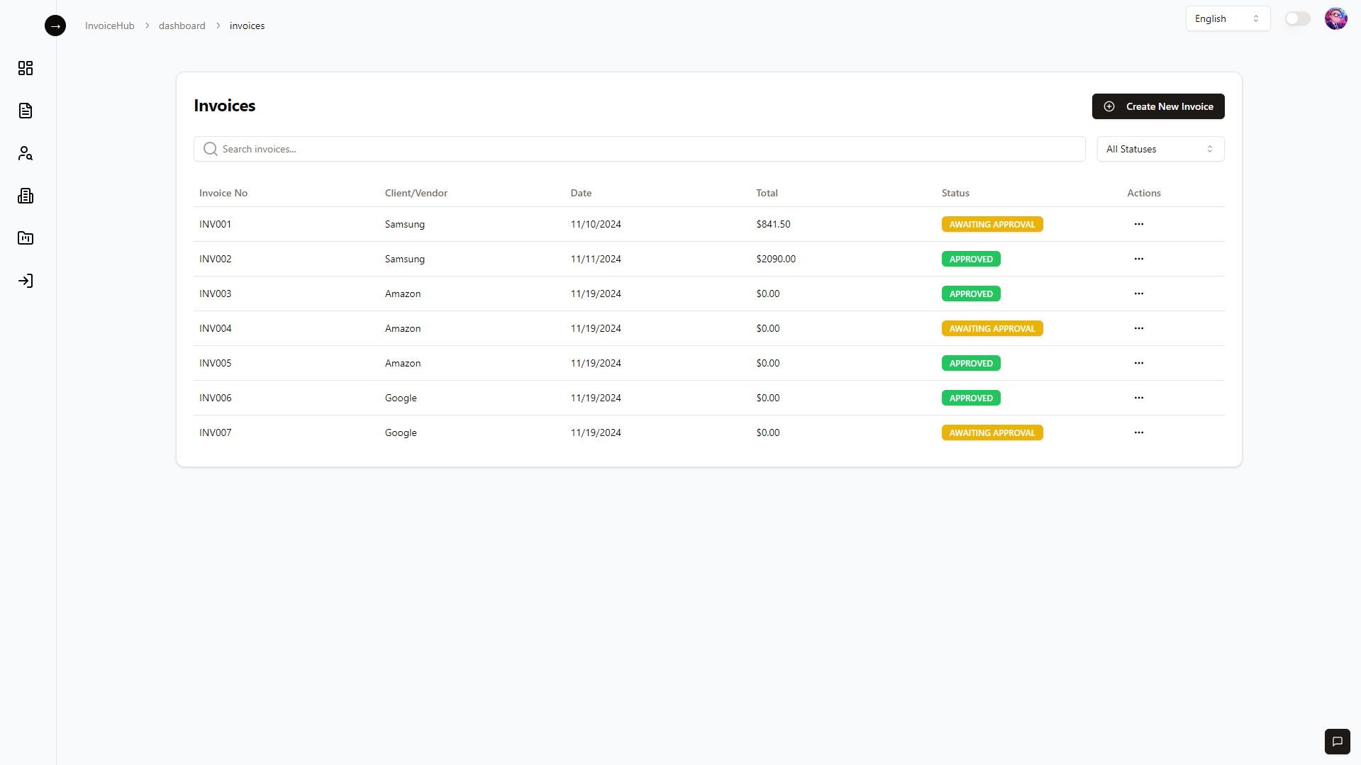 InvoiceHub - Free invoicing & management platform with AI features.